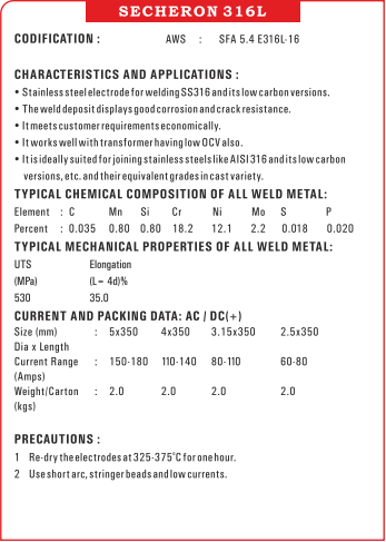 Secheron 316L – CITPL